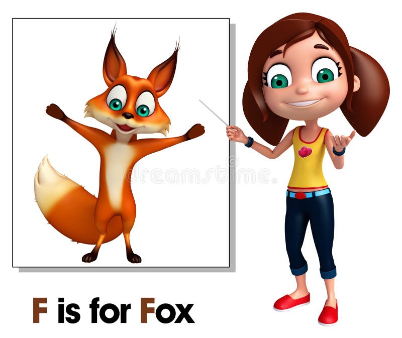 Kid Girl Pointing Fox Stock Illustrations – 3 Kid Girl Pointing Fox ...