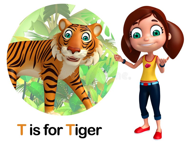 Pointing Tiger Cartoon Character Stock Illustration - Illustration of ...