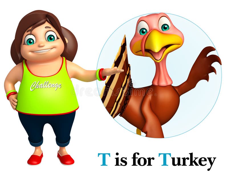 Kid girl pointing Turkey stock illustration. Illustration of read ...