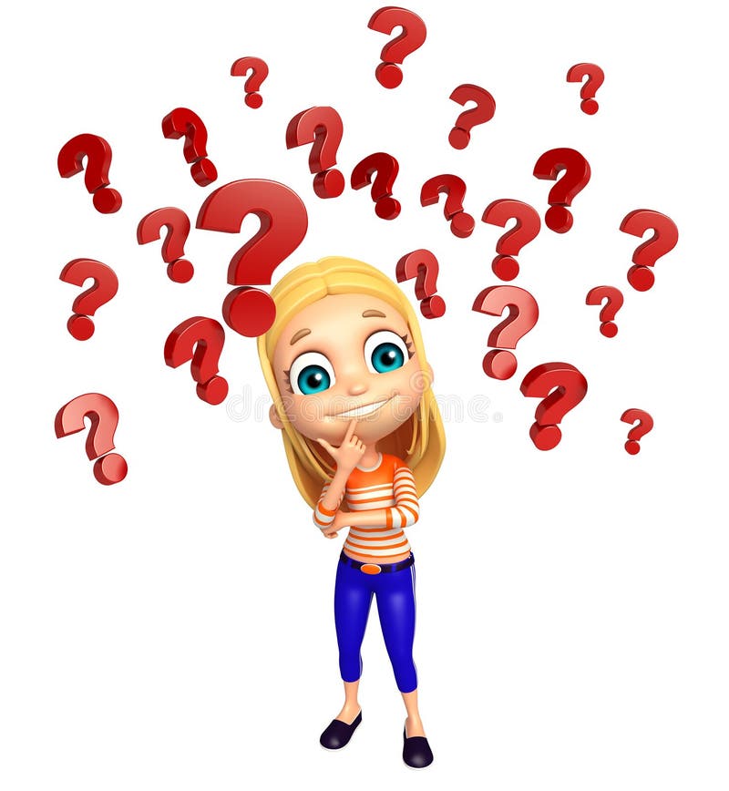 Kid Girl with Question Mark Sign Stock Illustration - Illustration of ...