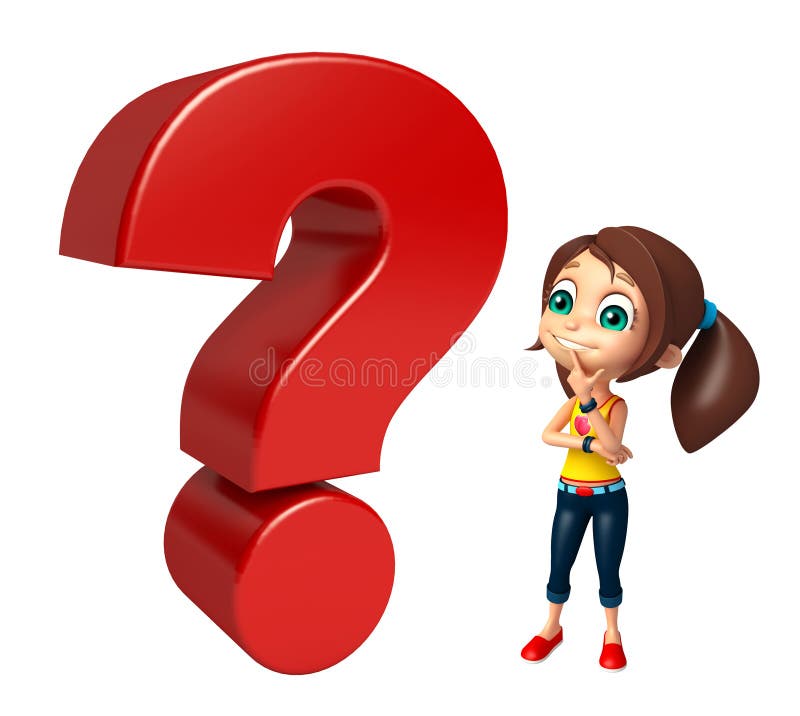 Kid Girl with Question Mark Sign Stock Illustration - Illustration of ...