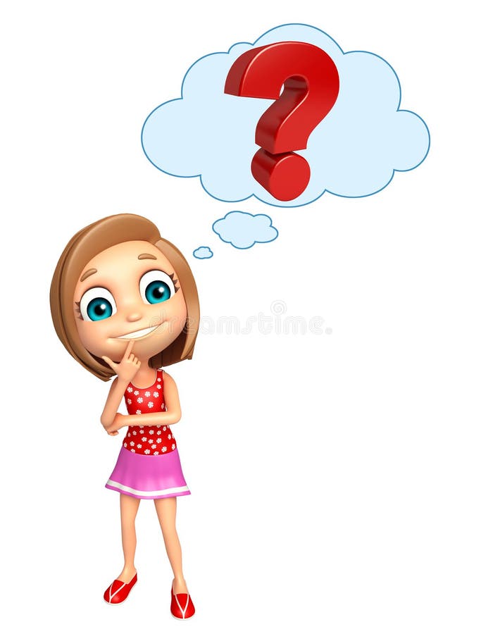 Girl with question mark stock illustration. Illustration of colored ...