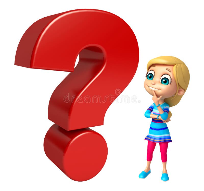 Kid Girl with Question Mark Sign Stock Illustration - Illustration of ...