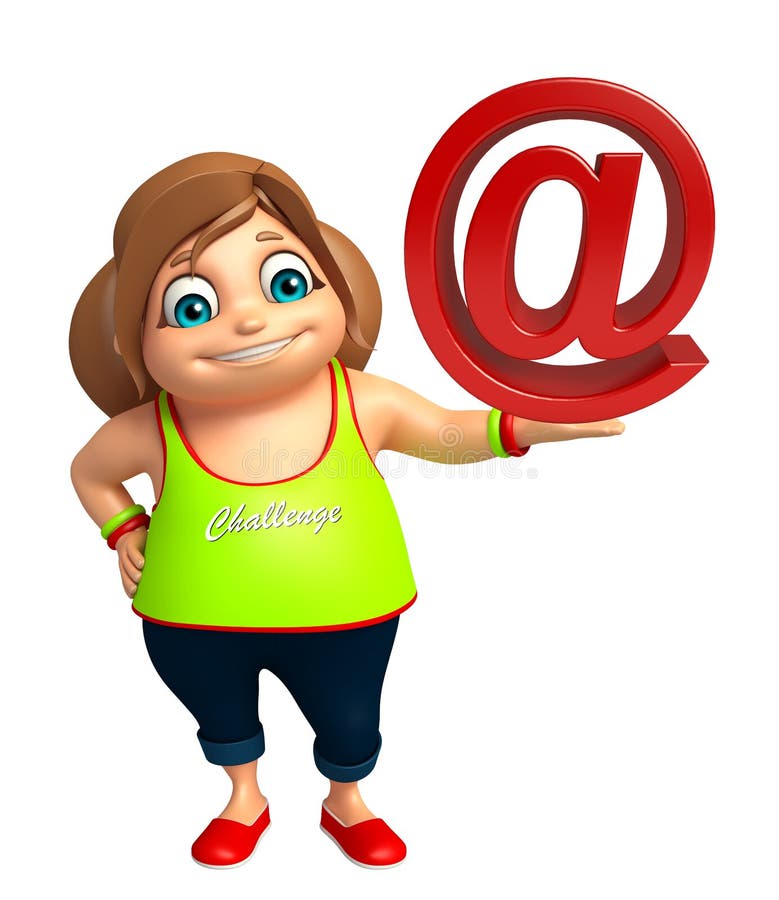 Kid Girl with at the Rate Sign Stock Illustration - Illustration of ...