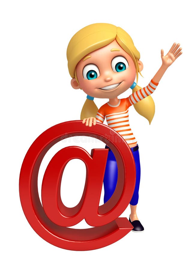 Kid Girl with at the Rate Sign Stock Illustration - Illustration of ...