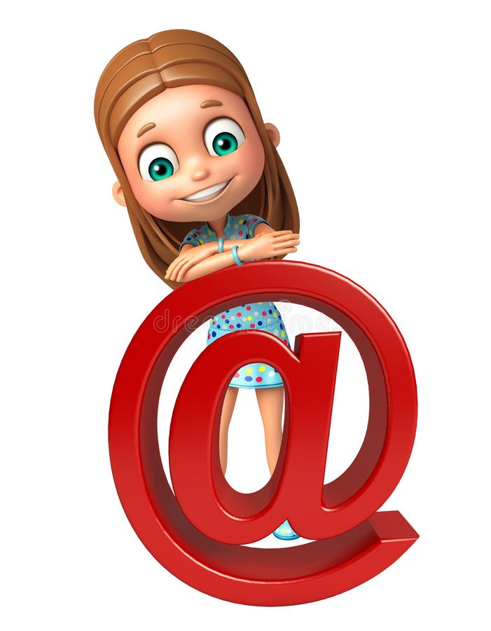 Kid Girl with at the Rate Sign Stock Illustration - Illustration of ...