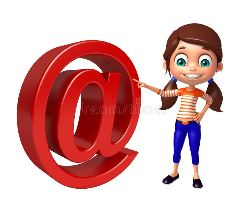 Kid Girl with at the Rate Sign Stock Illustration - Illustration of ...
