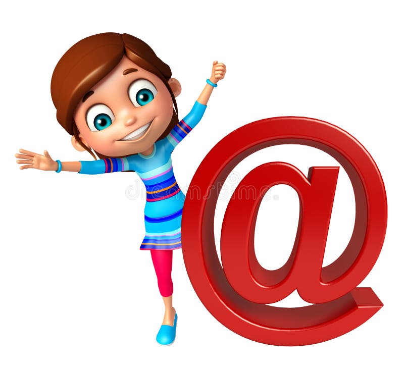 Kid Girl with at the Rate Sign Stock Illustration - Illustration of ...