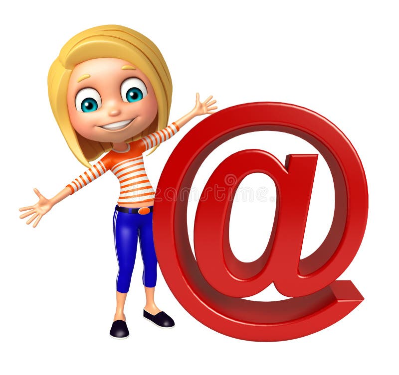 Kid Girl with at the Rate Sign Stock Illustration - Illustration of ...