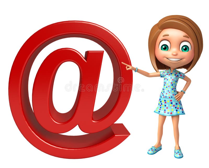 Kid Girl with at the Rate Sign Stock Illustration - Illustration of ...