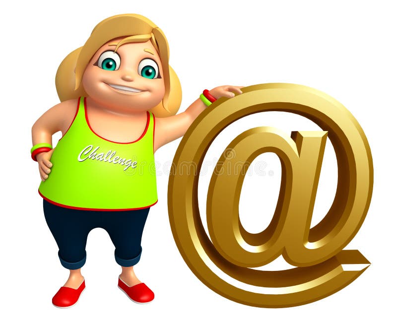 Kid Girl with at the Rate Sign Stock Illustration - Illustration of ...