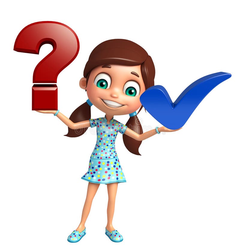Kid Girl with Right and Question Mark Sign Stock Illustration ...