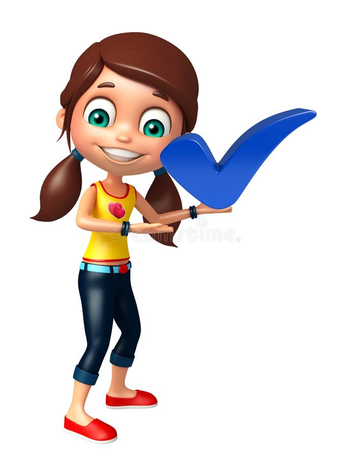 Kid girl with Right sign stock illustration. Illustration of study ...