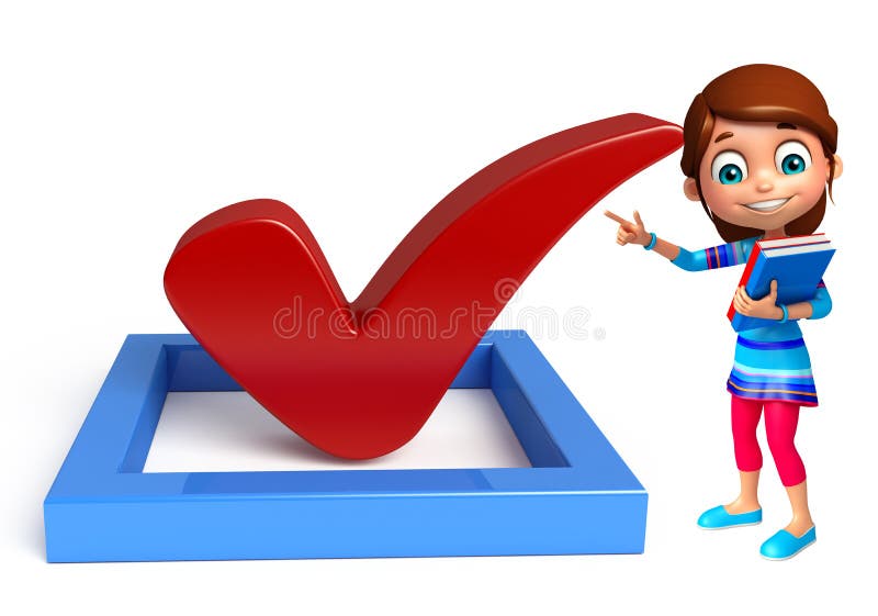 Kid girl with Right sign stock illustration. Illustration of book ...