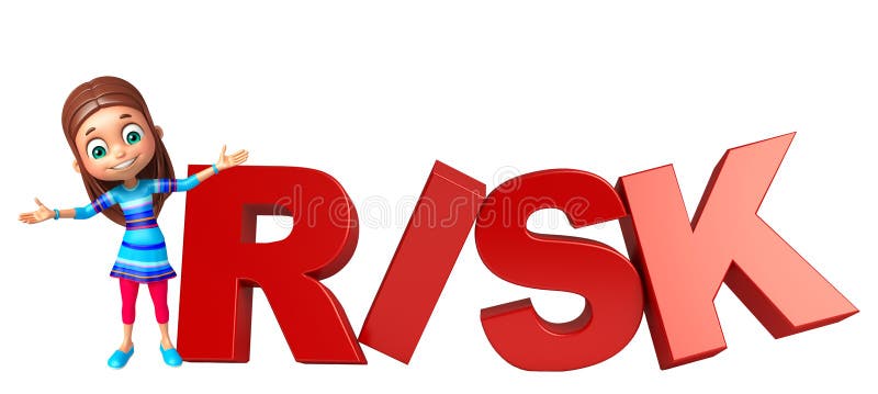 Kid girl with Risk sign stock illustration. Illustration of student ...