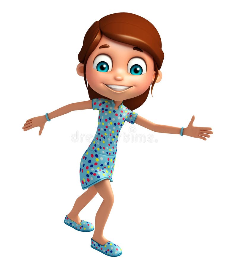 Kid girl with Running pose stock illustration. Illustration of isolated ...