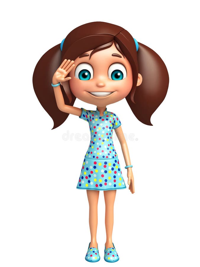 Kid girl with Salute pose stock illustration. Illustration of ...