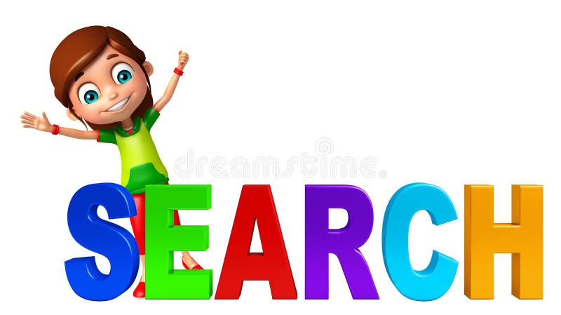 Kid girl with Search sign stock illustration. Illustration of ...