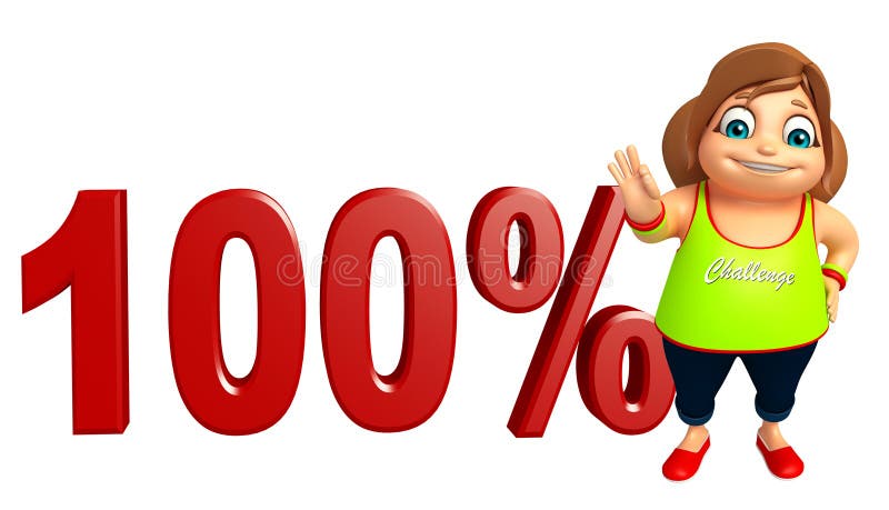 Kid girl with 100 sign stock illustration. Illustration of study - 77492612