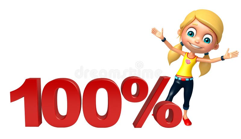 Kid girl with 100 sign stock illustration. Illustration of isolated ...