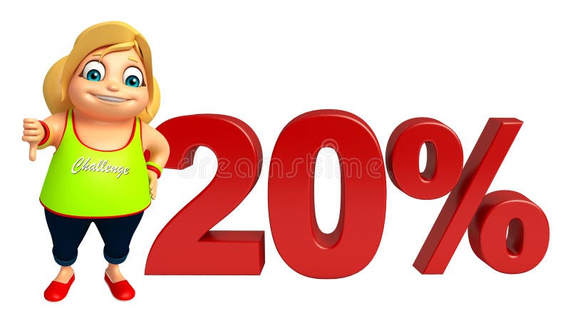 Kid girl with 20 sign stock illustration. Illustration of happy - 77509887