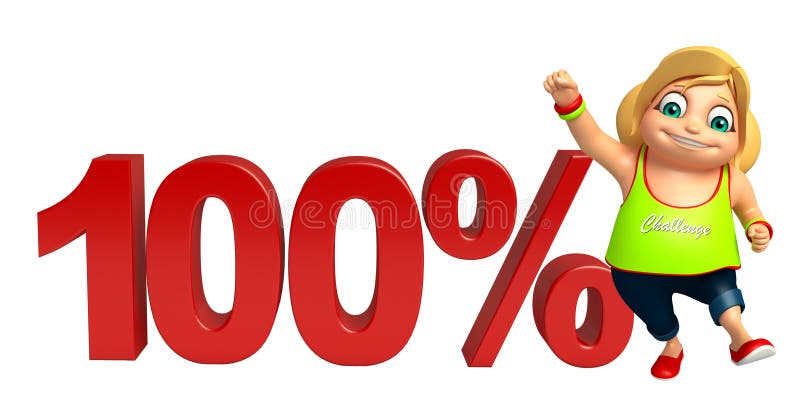 Kid girl with 100 sign stock illustration. Illustration of playful ...