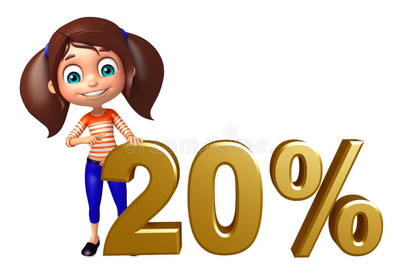 Kid girl with 20 Sign stock illustration. Illustration of cute - 77528983