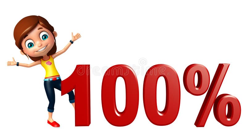 Kid girl with 100 sign stock illustration. Illustration of girl - 77574087