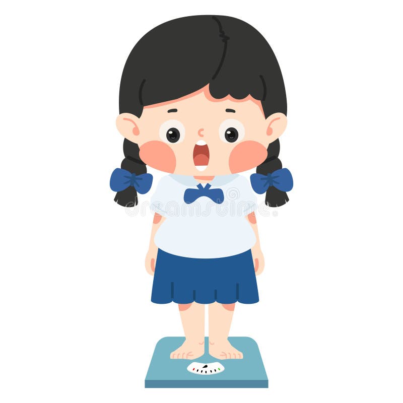 Kid Girl Standing on Scales Stock Vector - Illustration of foot ...