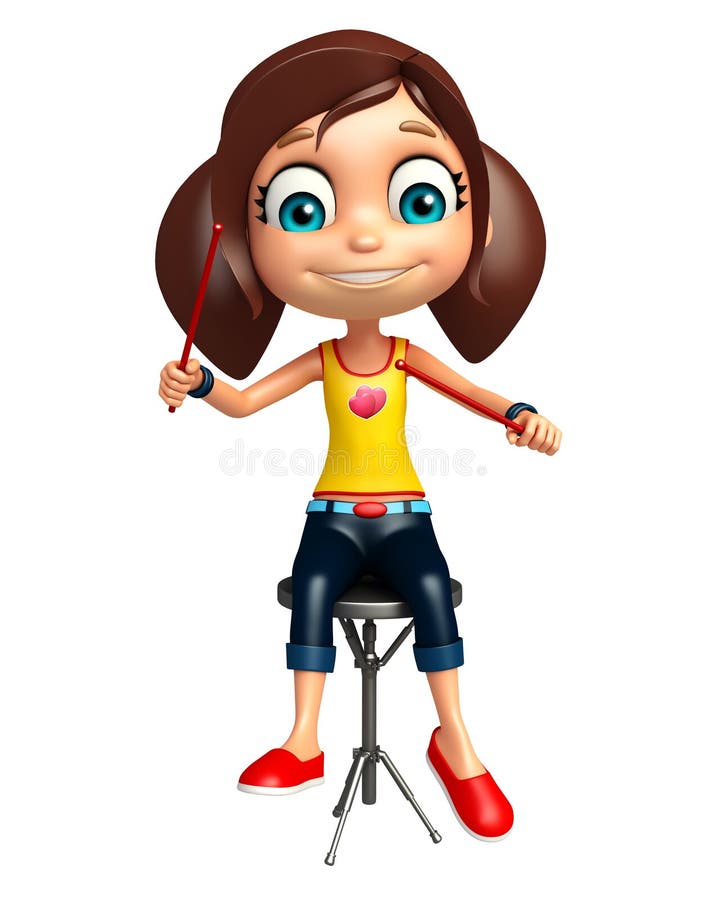 Kid girl with Sticks stock illustration. Illustration of learning ...