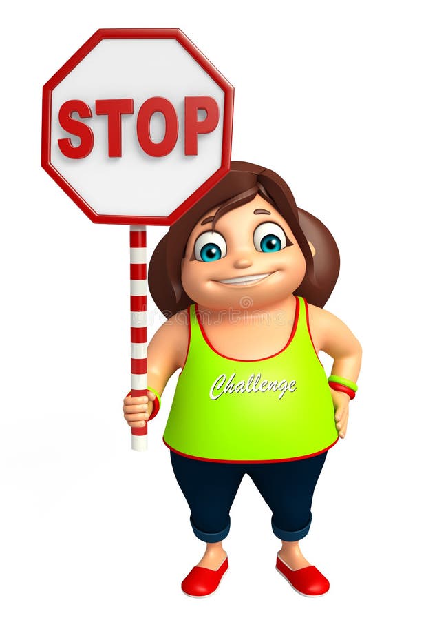 Kid girl with Stop stock illustration. Illustration of character - 77478558
