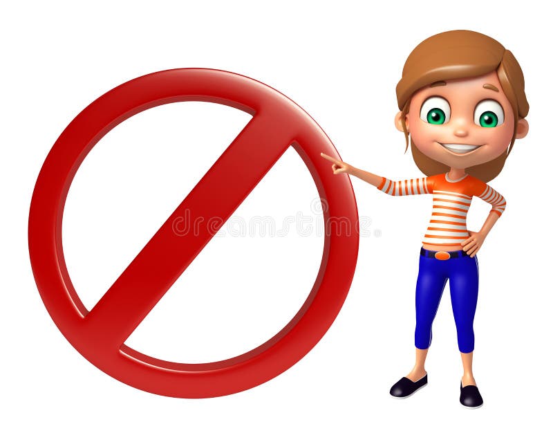 Kid girl with Stop sign stock illustration. Illustration of education ...