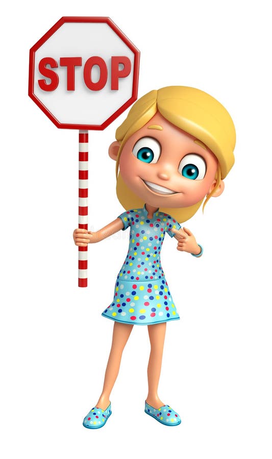 Kid boy with stop sign stock illustration. Illustration of preschooler ...