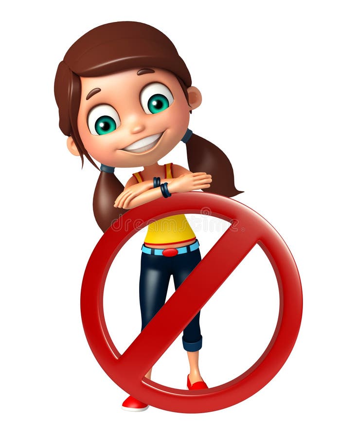 Kid girl with Stop sign stock illustration. Illustration of grade ...