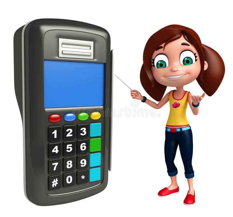 Kid girl with Swap machine stock illustration. Illustration of student ...