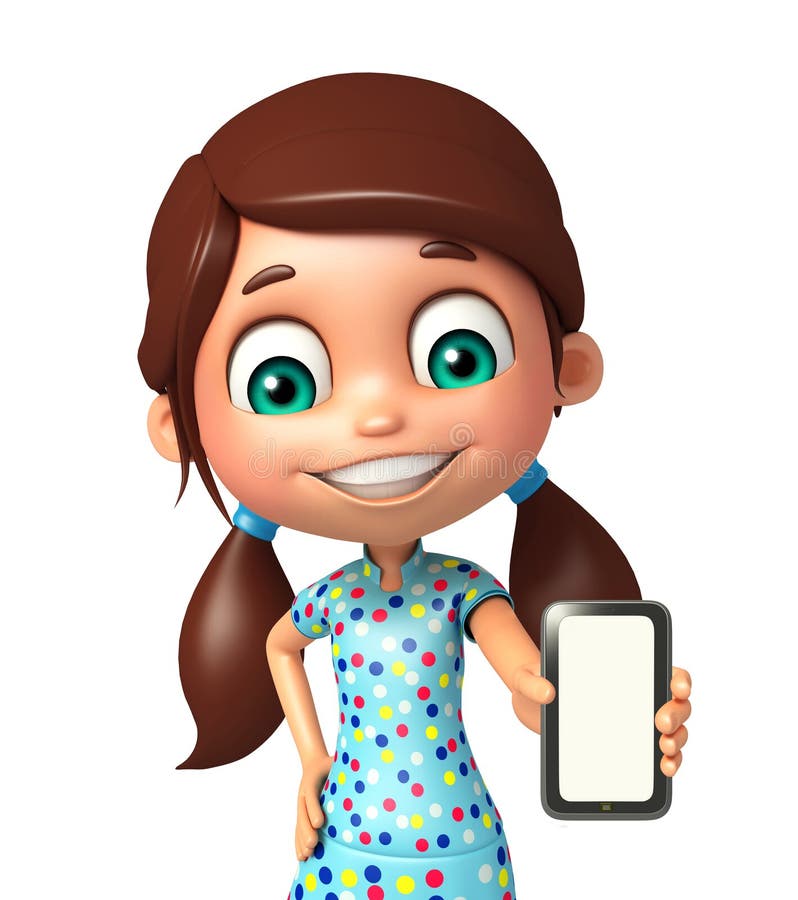 Kid girl with Tab stock illustration. Illustration of educational ...