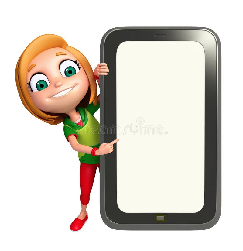 Kid girl with Tab stock illustration. Illustration of school - 77533672