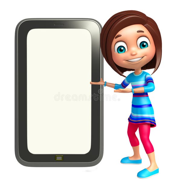 Kid girl with Tab stock illustration. Illustration of learning - 77551206