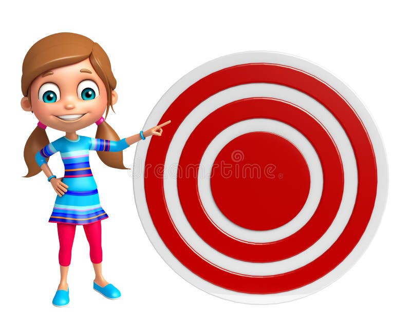 Kid girl with Target sign stock illustration. Illustration of read ...