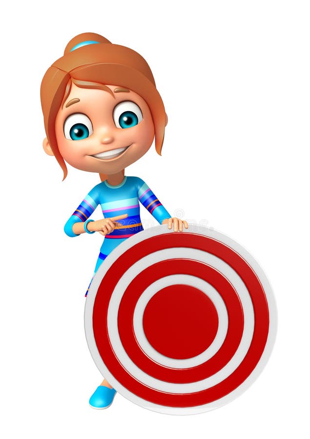 Kid girl with Target sign stock illustration. Illustration of cute ...