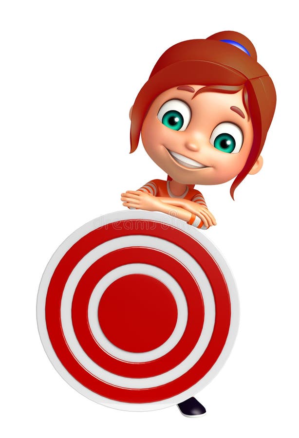 Kid girl with Target sign stock illustration. Illustration of young ...