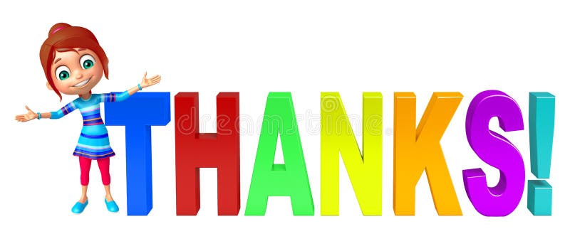 Kid girl with Thanks stock illustration. Illustration of young - 77539105