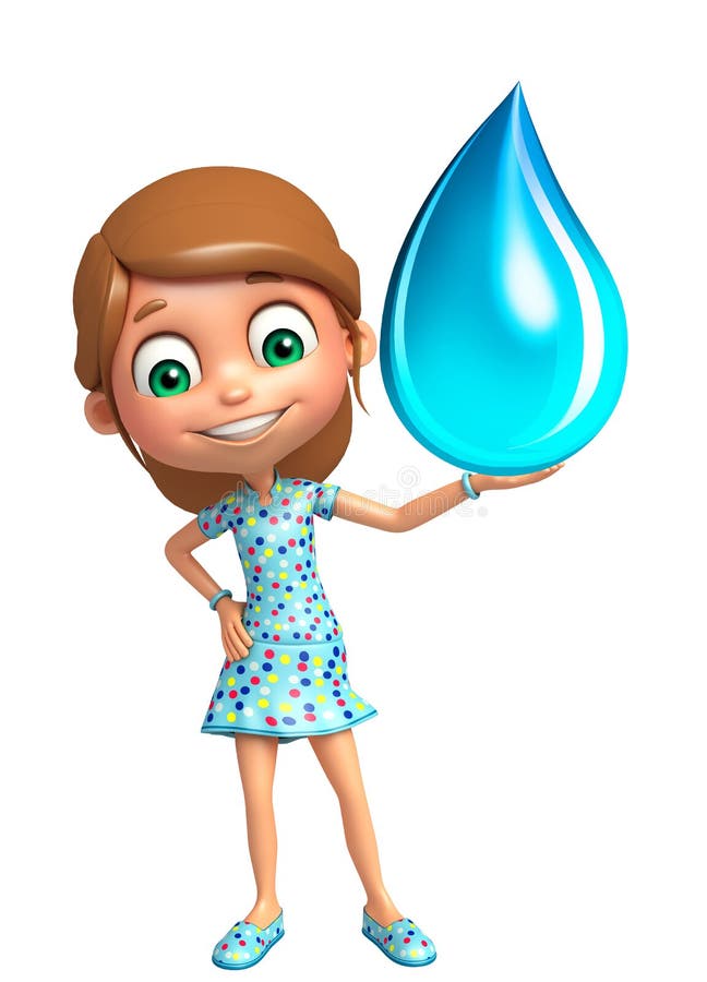 Kid girl with Water drop stock illustration. Illustration of class ...