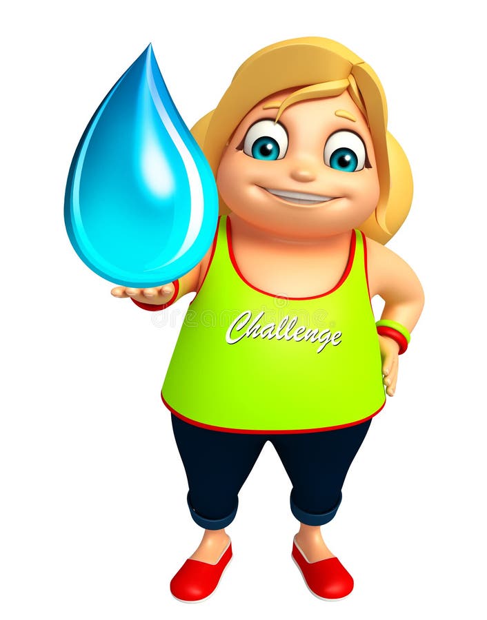 Kid girl with Water drop stock illustration. Illustration of read ...