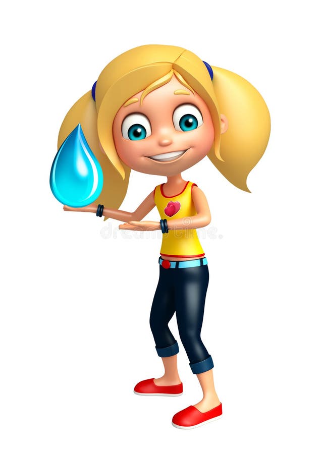 Kid girl with Water Drop stock illustration. Illustration of class ...