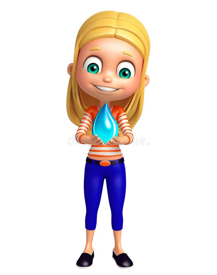 Kid girl with Water drop stock illustration. Illustration of character ...