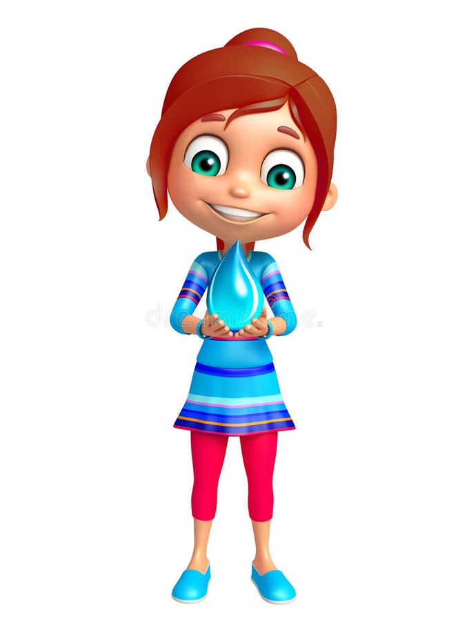 Kid girl with Water drop stock illustration. Illustration of read ...