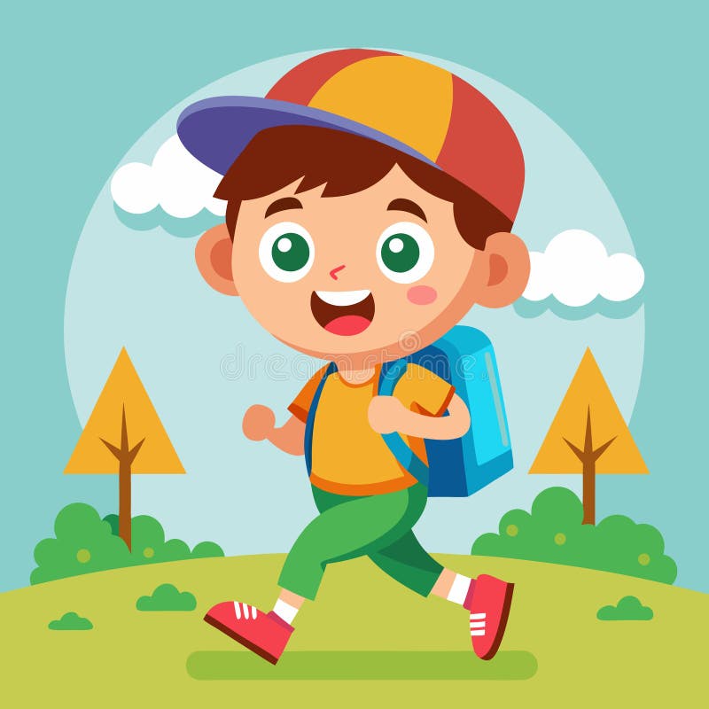 Kid Go To School Cartoon Vector Illustration Stock Vector ...