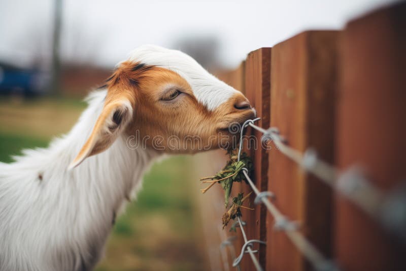 Kid Goat Chewing on a Piece of Farm Fence Stock Illustration ...