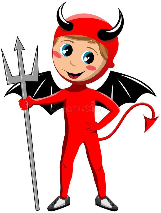 Kid with Halloween Devil Costume Stock Vector - Illustration of mask ...